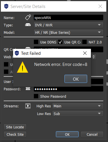 How to resolve Network Error Code = 8 on SecureGuard® CMS