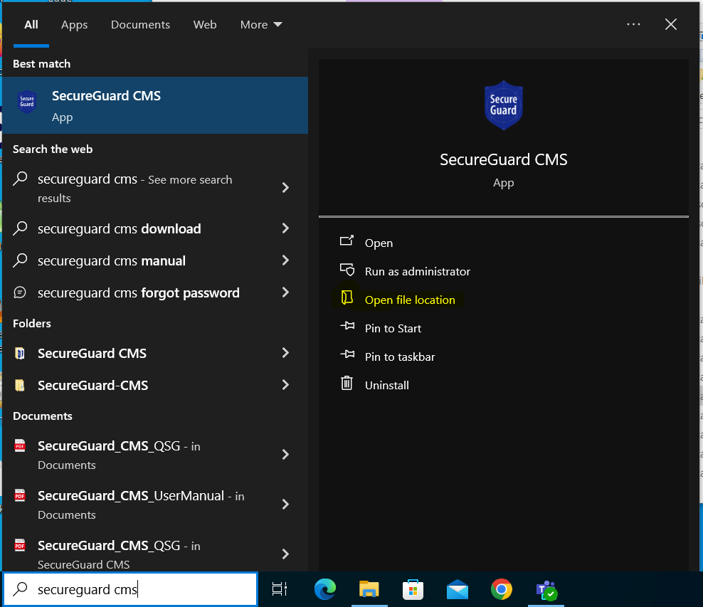 How to reset your password for SecureGuard CMS using Windows