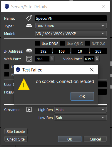 SecureGuard® CMS - Test Failed on socket
