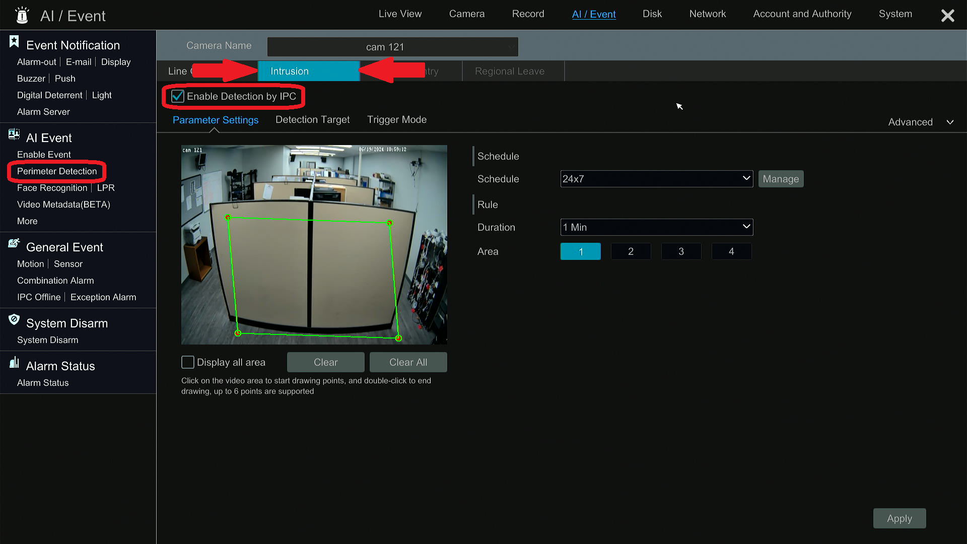 How to setup Intrusion on a Speco Blue Recorder