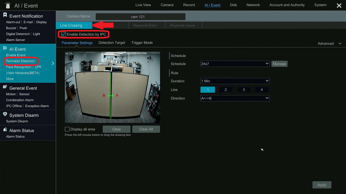 How to setup Line Crossing on a Speco Blue Recorder