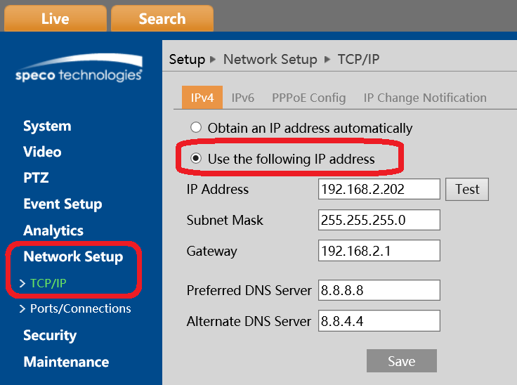 How to assign an IP camera with a static IP address?