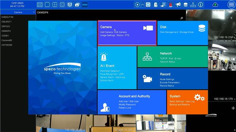 How to add cameras from one Speco Blue recorder to another